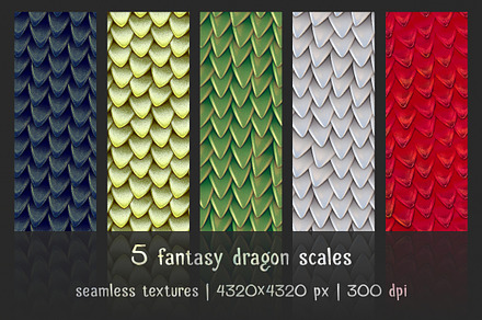 5 patterns of fantasy dragon scales | Textures ~ Creative Market