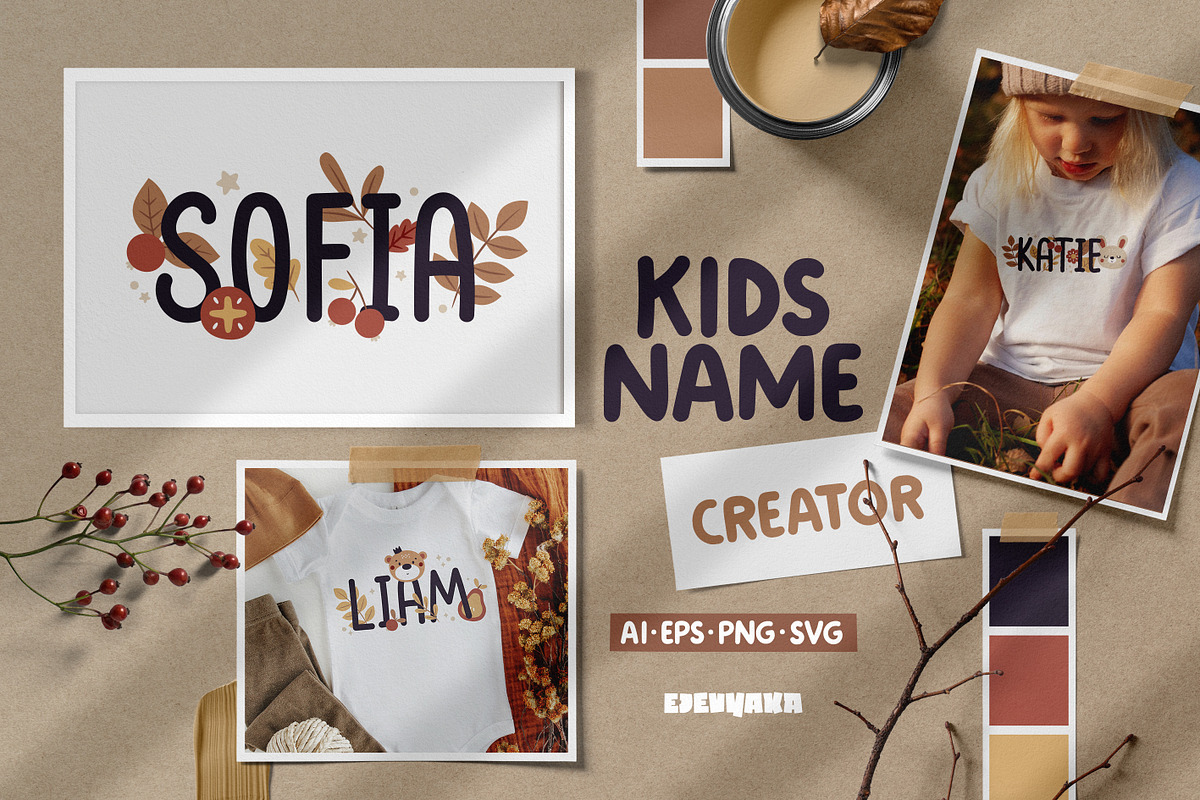Kids Name Creator. Clipart & Letters, an Animal Illustration by Ejevyaka