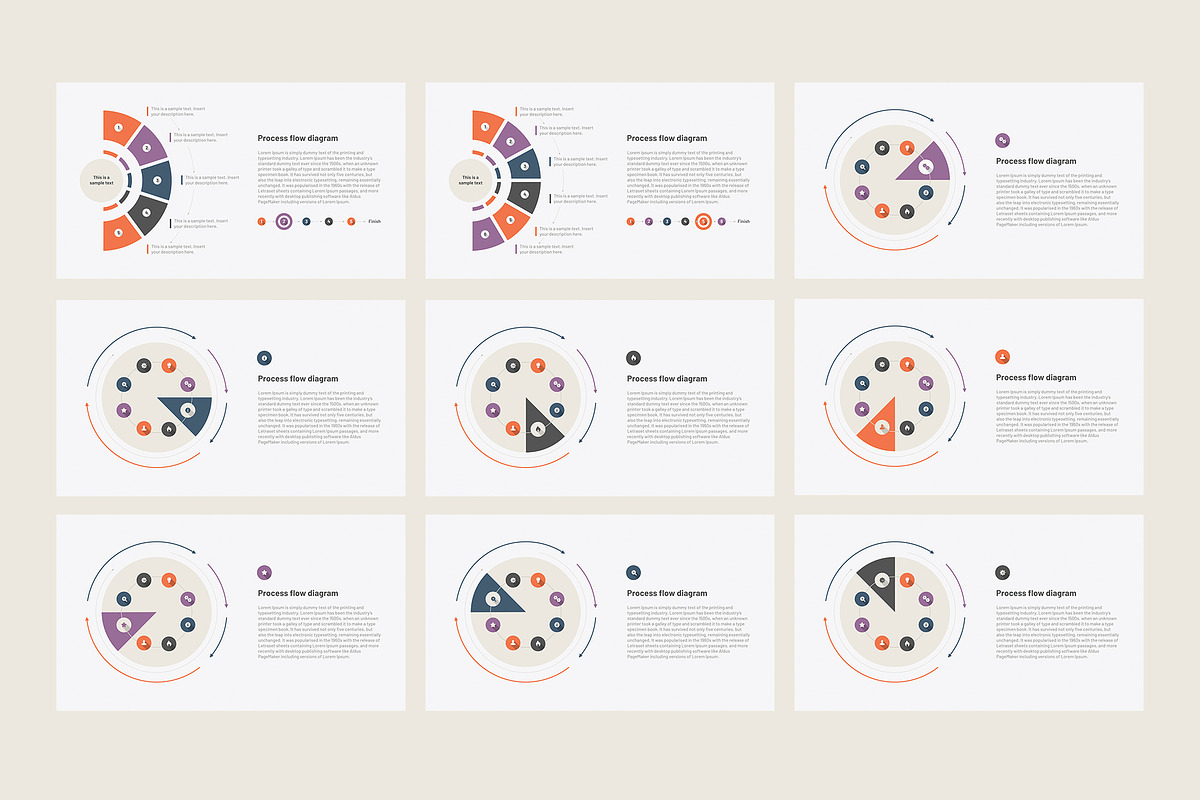Process flow diagram for Keynote, a Presentation Template by HiSlide.io