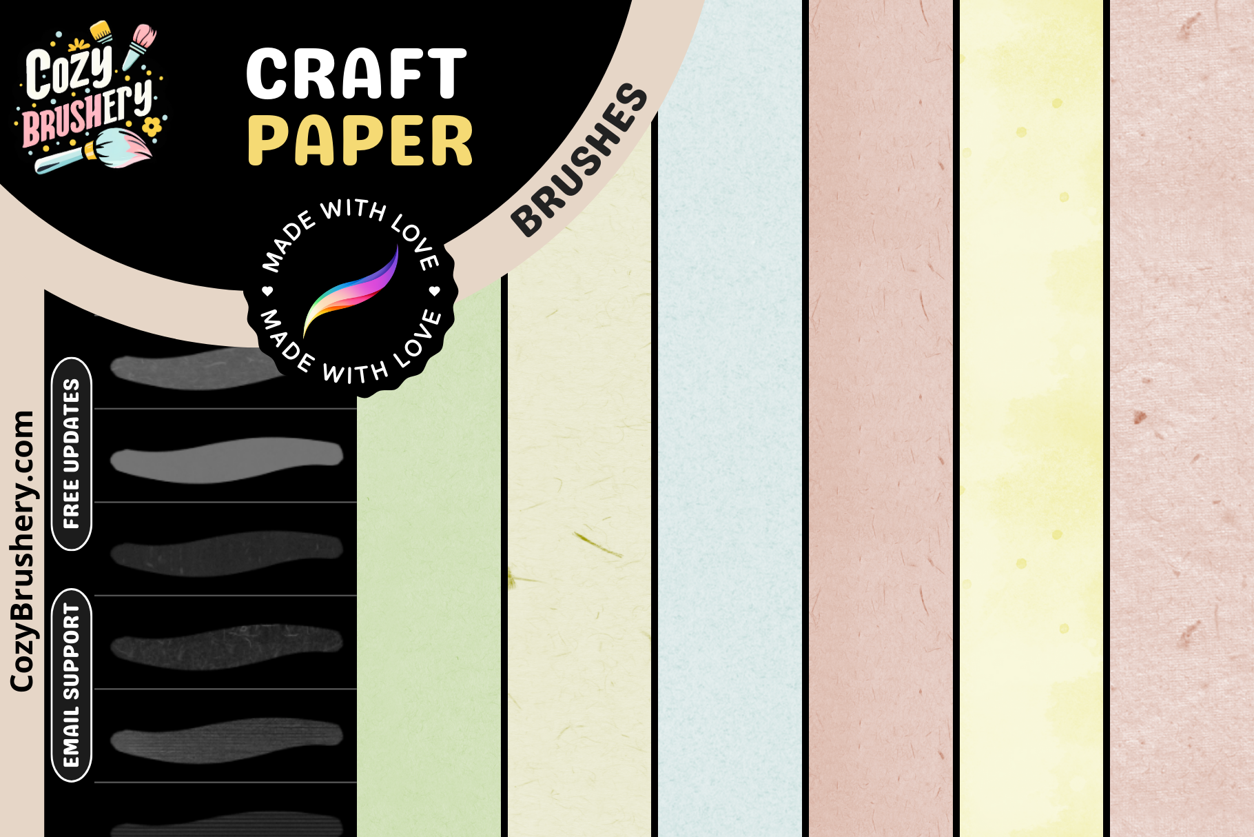 Procreate Paper Texture Brushes, a Brush Add-On by Cozy Brushery