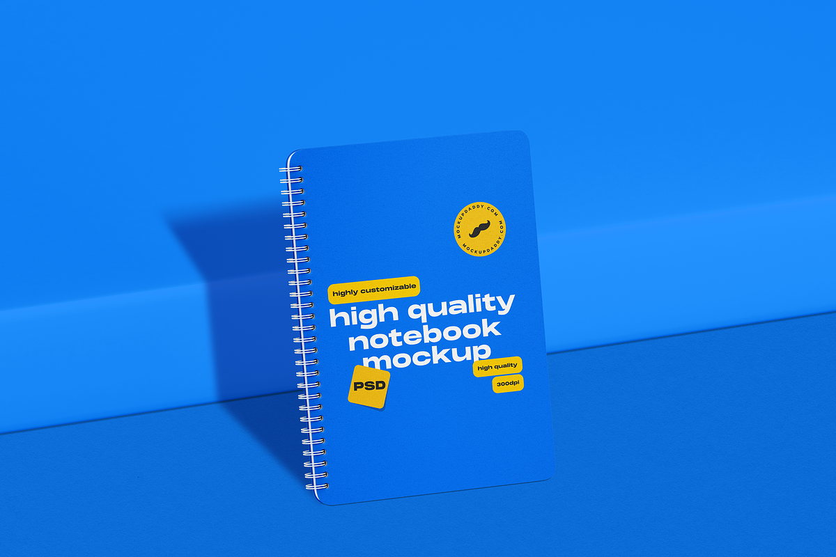 Rounded Corners Spiral Notebook - A4, a Print Template by Mockupdaddy