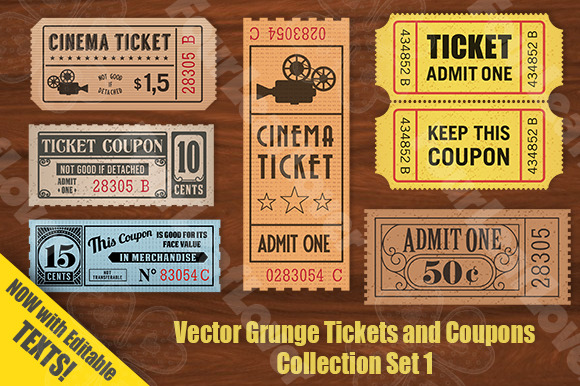 Vector Grunge Tickets and Coupons 1, a Texture Illustration by ...