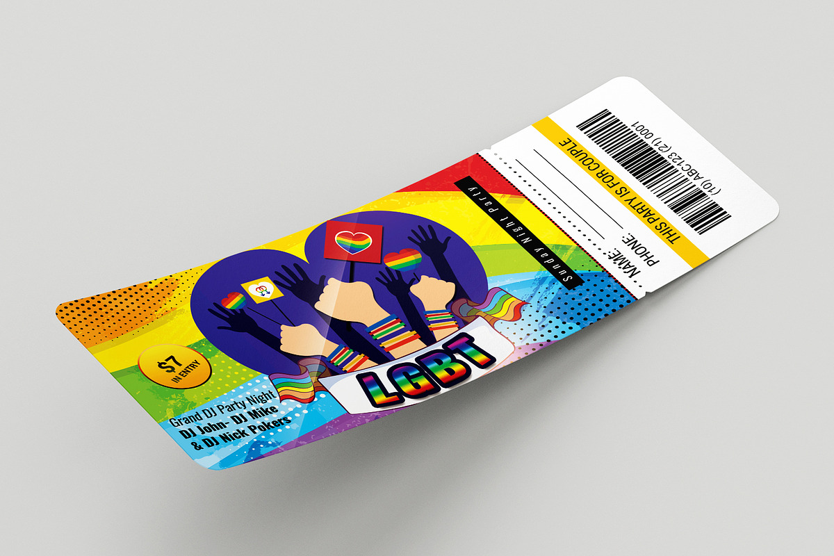 LGBT Concert Pass Tickets, a Stationery Template by Psd Templates