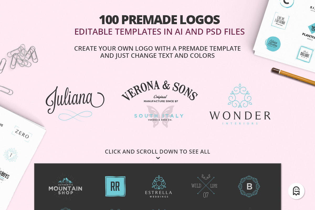 Premium set of 100 Logos #1, a Branding & Logo Template by Graphic Ghost