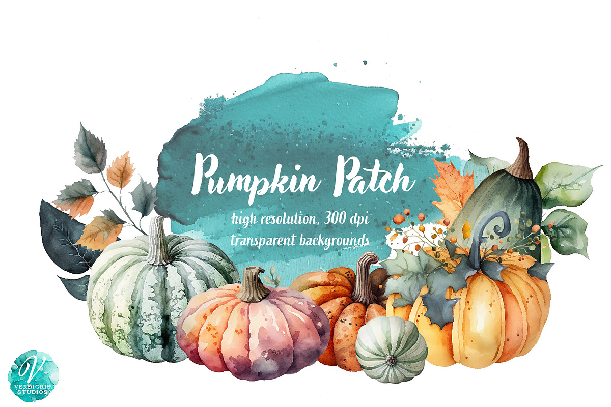 Watercolor Pumpkins, an Object Illustration by Verdigris Studios