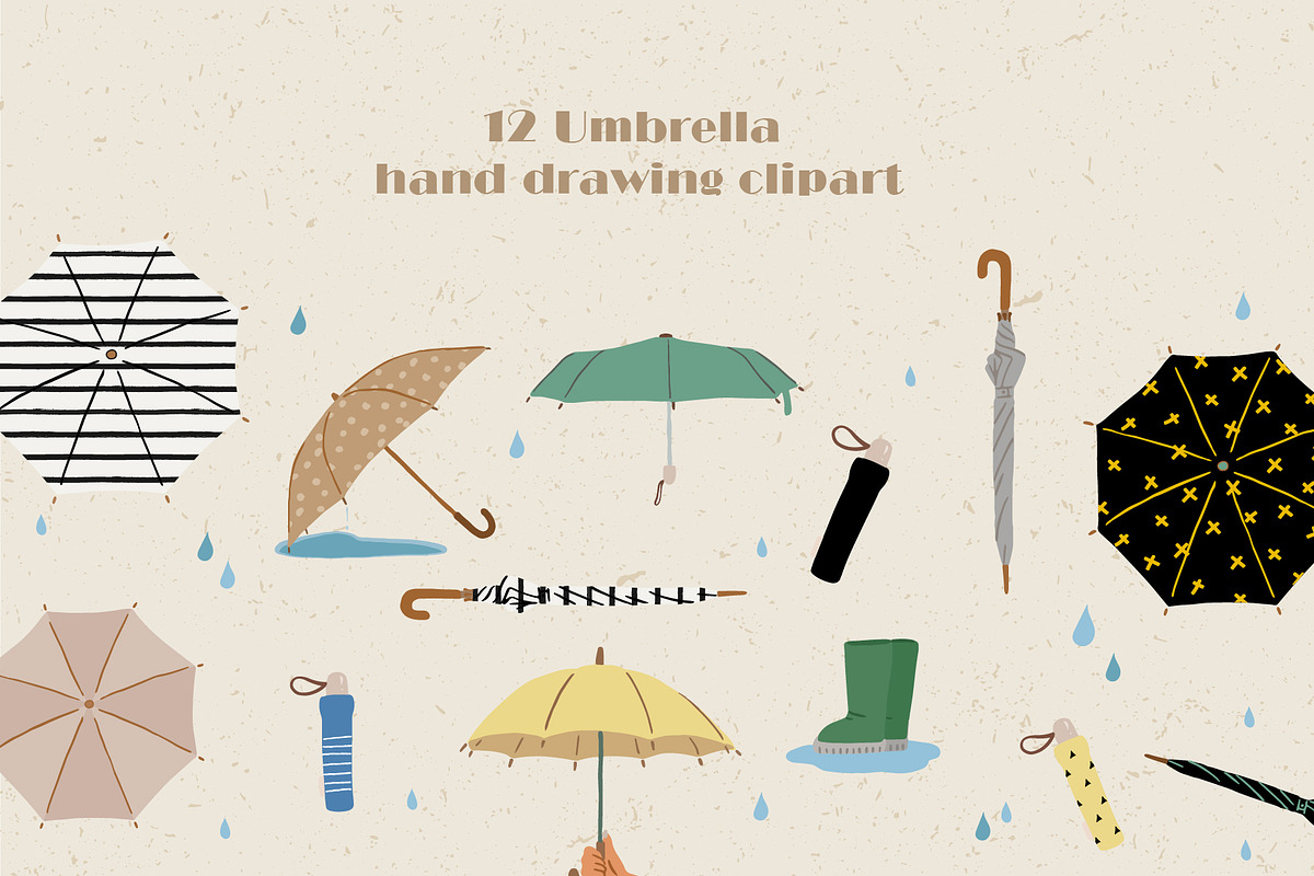 Rainy day and umbrella clip art
