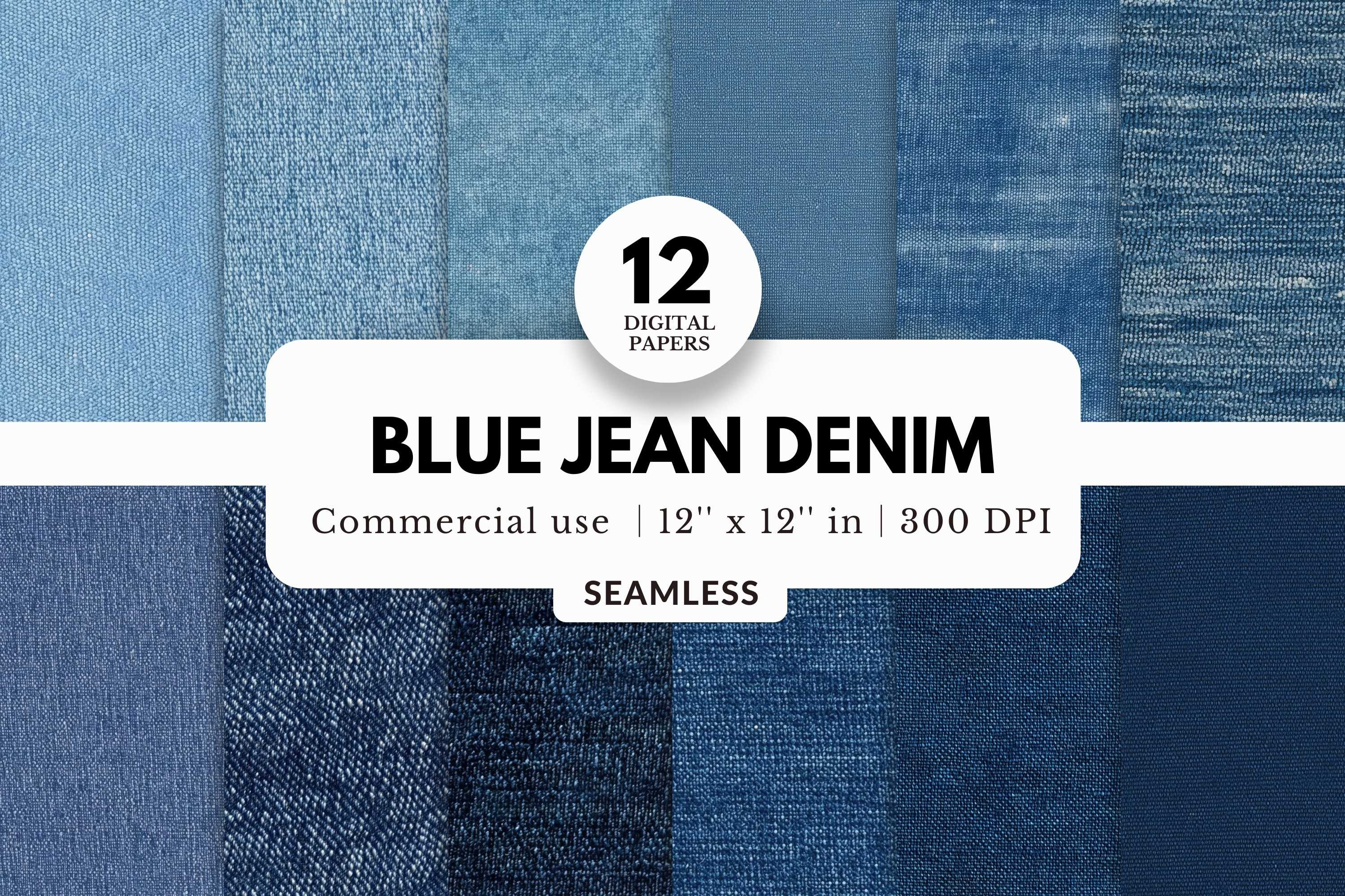 12 Blue Jean Denim Digital Textures, a Texture Graphic by NorthWindPixels
