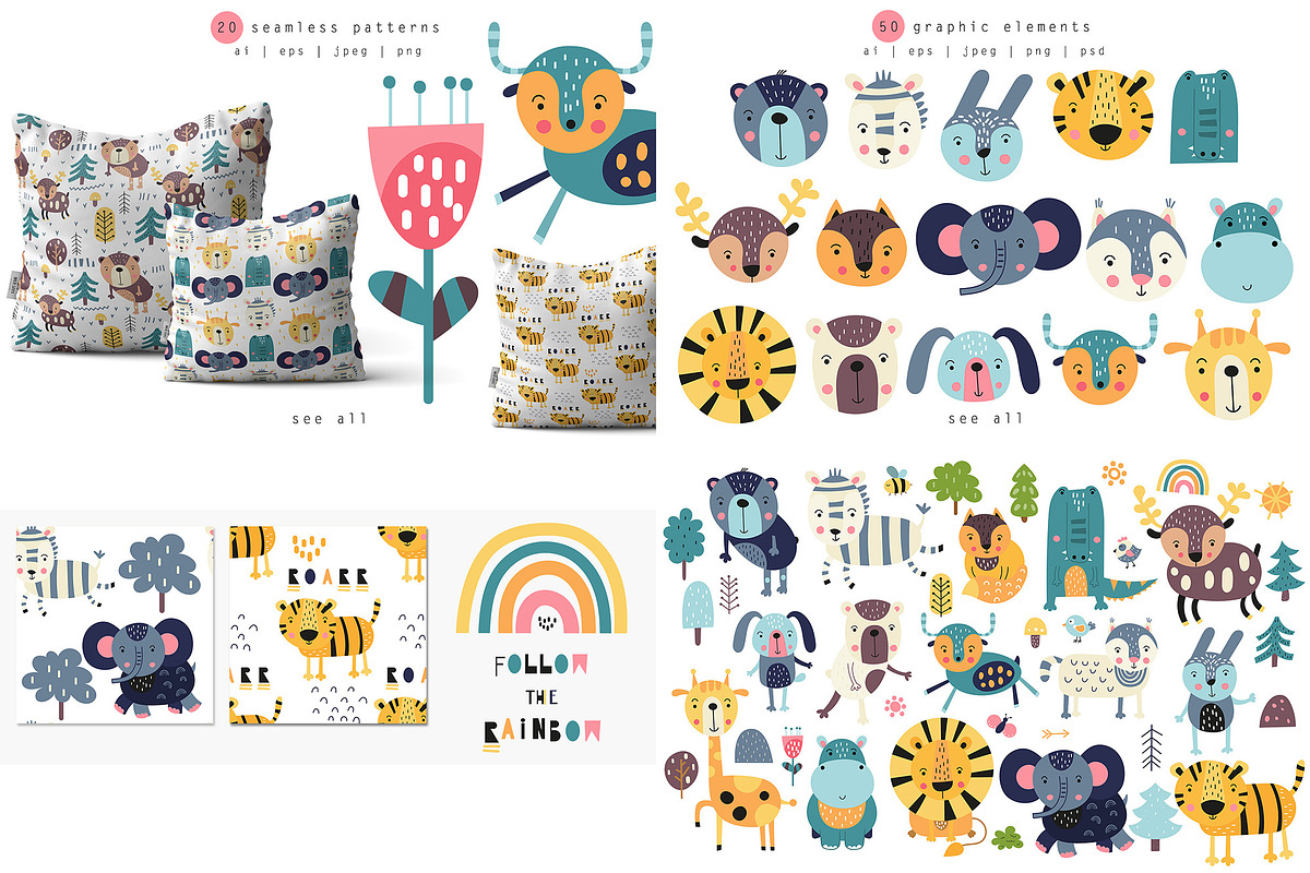 Big Kids Bundle Graphic & Patterns, an Animal Illustration by Nursery ...
