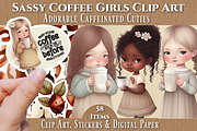 Sassy Coffee Girls Clip Art, a Person Illustration by NadiaTheronArt