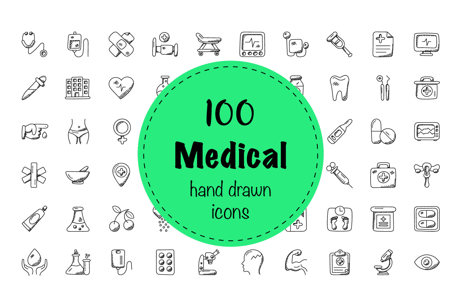 100 Medical and Health Doodle Icons | Icons ~ Creative Market
