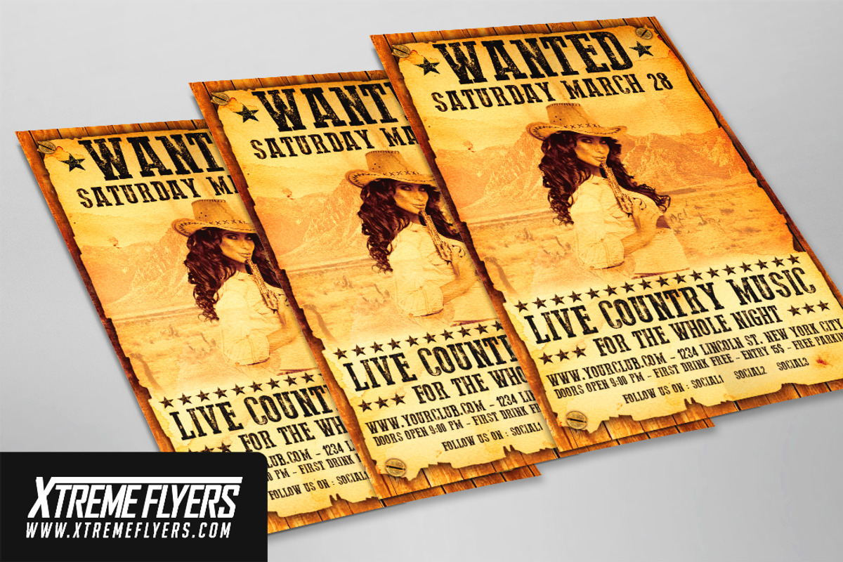 Country Wanted Flyer Template, a Flyer Template by XtremeFlyers