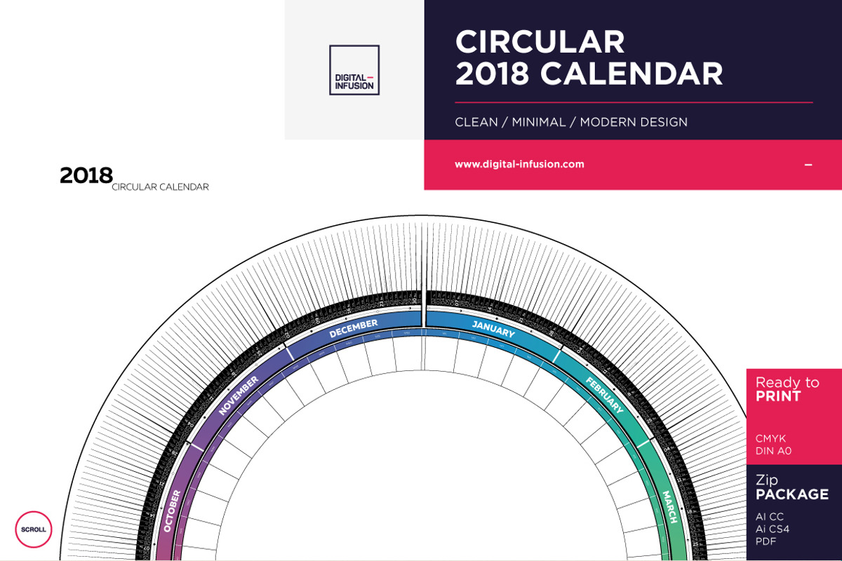 Circular 2018 Calendar, a Templates & Theme by dumitrasconiu.design ...