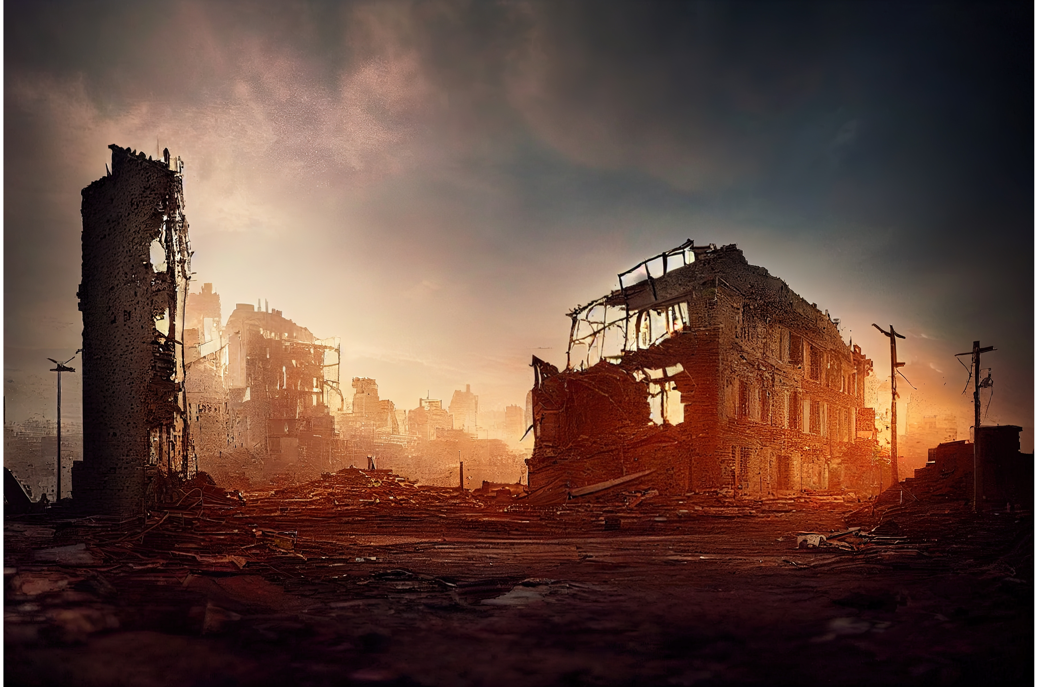 Destroyed city background, a Technology Illustration by Neirfy