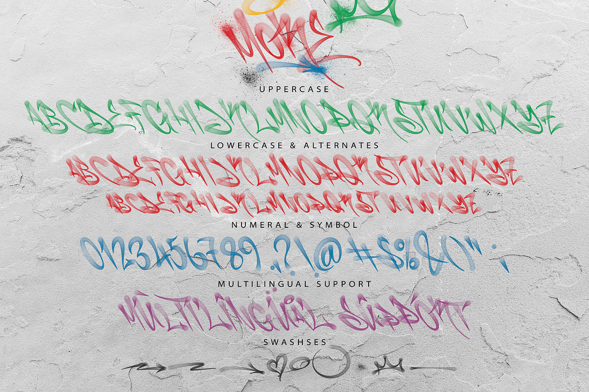 More | Graffiti Spray Paint SVG Font