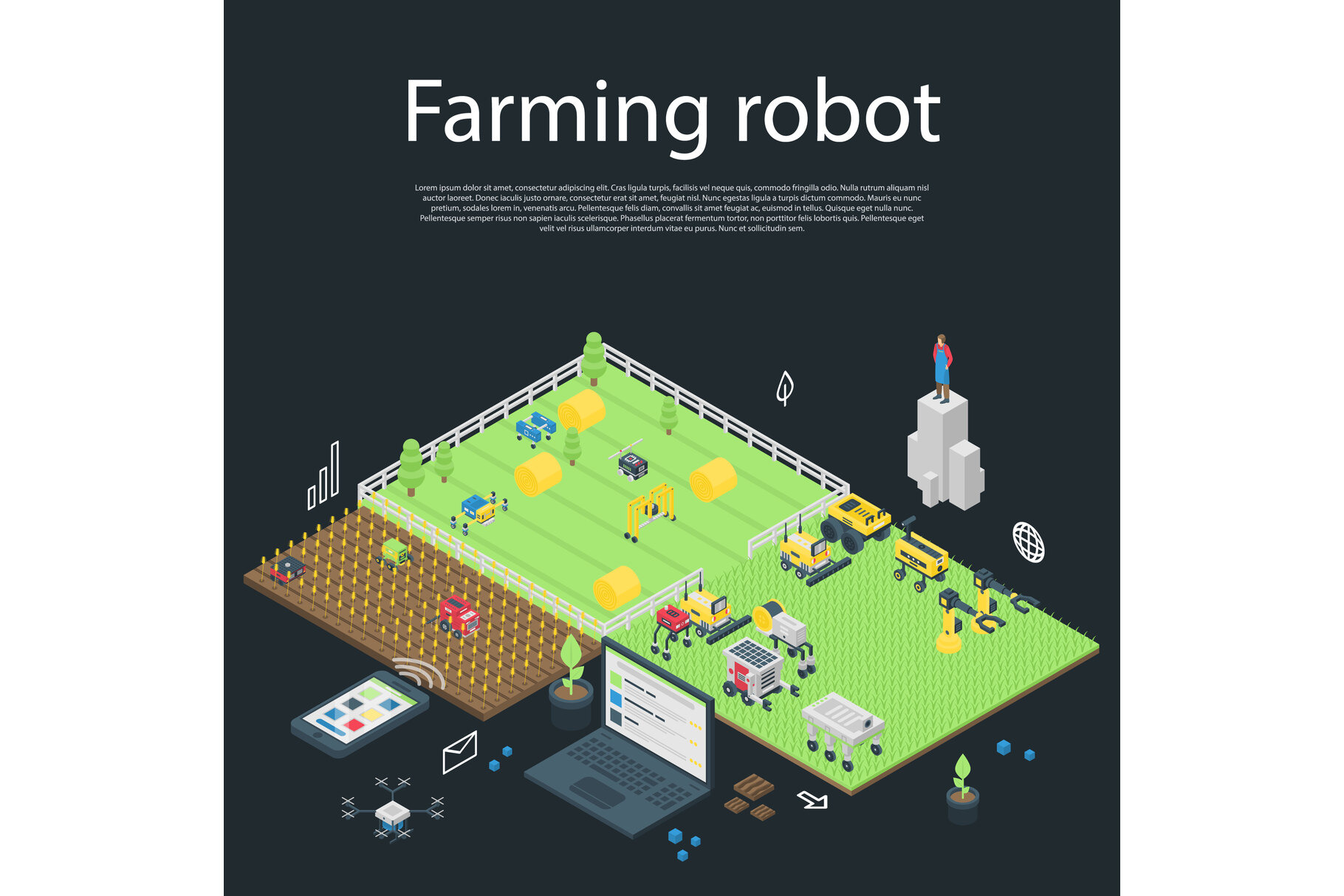 Garden farming robot concept banner,, an Illustration by Ylivdesign ...