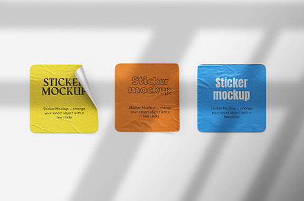 Square Stickers Mockup, a Print Template by PrexTheme
