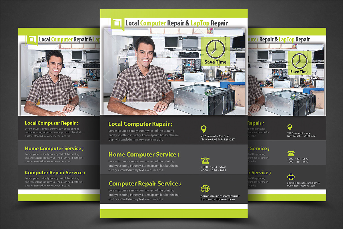 Computer Repair Flyer Template, a Flyer Template by AfzaalGraphics