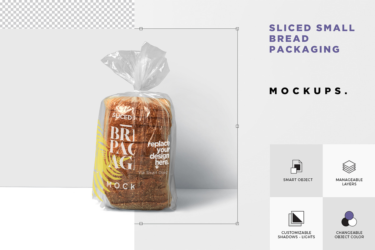 Sliced Small Bread Packaging Mockups, a Packaging Mockup by GfxFoundry