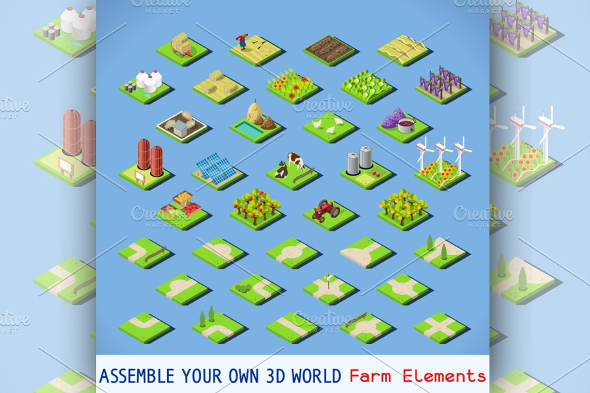 City Map Elements - Farm Set, an Illustration by Aurielaki Stock Images ...