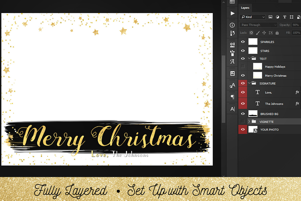 Christmas Card Template Photoshop, a Card Template by Nifty Template Studio