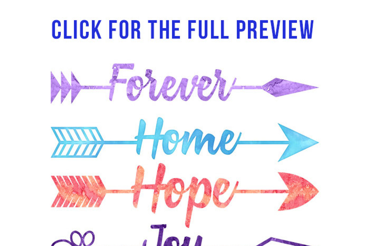 16 Watercolor Arrow Words Clipart, an Illustration by The Digital ...