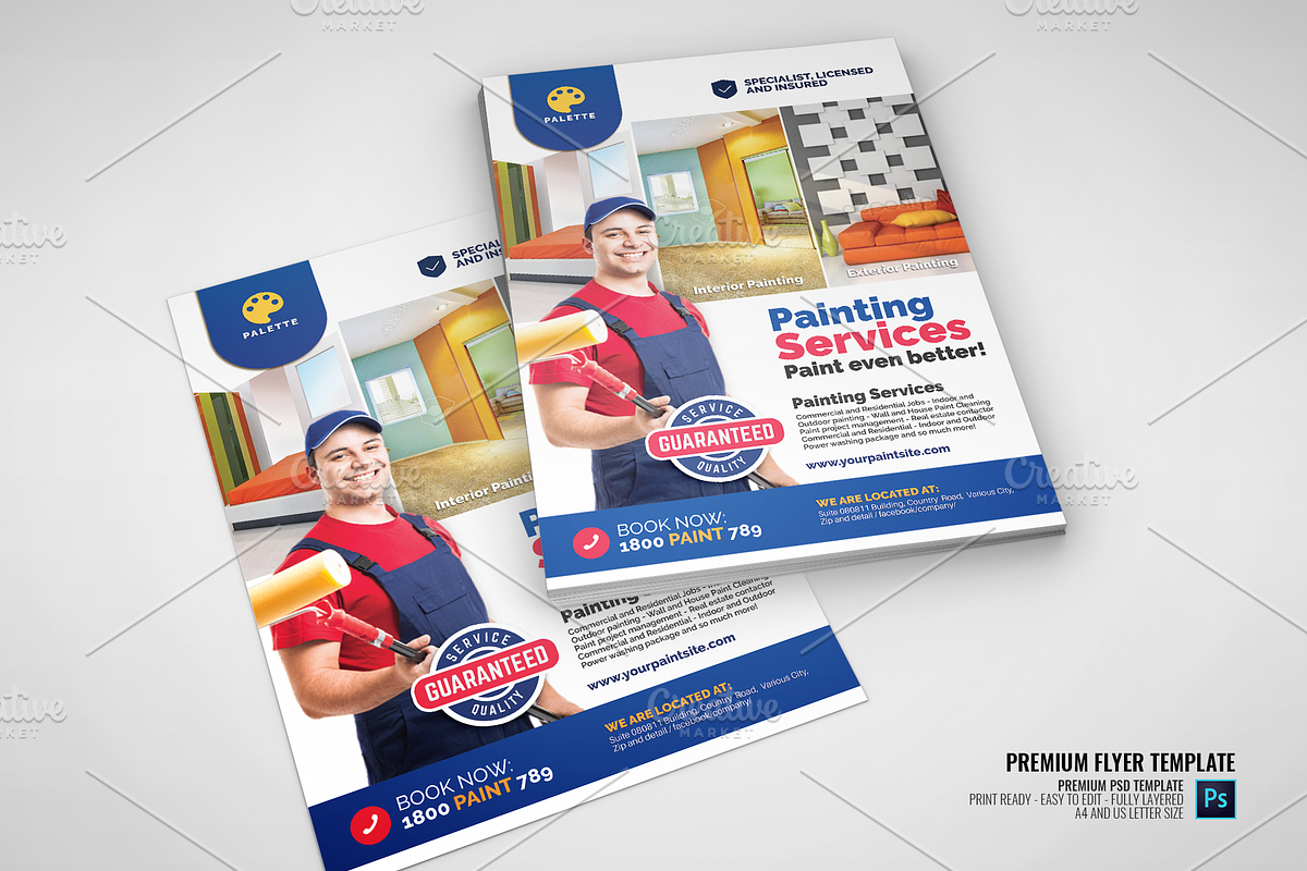Paint Company Promotional Flyer, a Flyer Template by PSDPixel