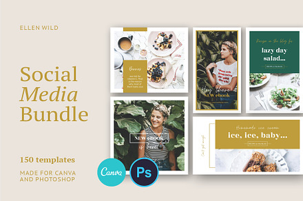 Social Media Bundle E / CANVA, PS, a Social Media Template by Mirazz