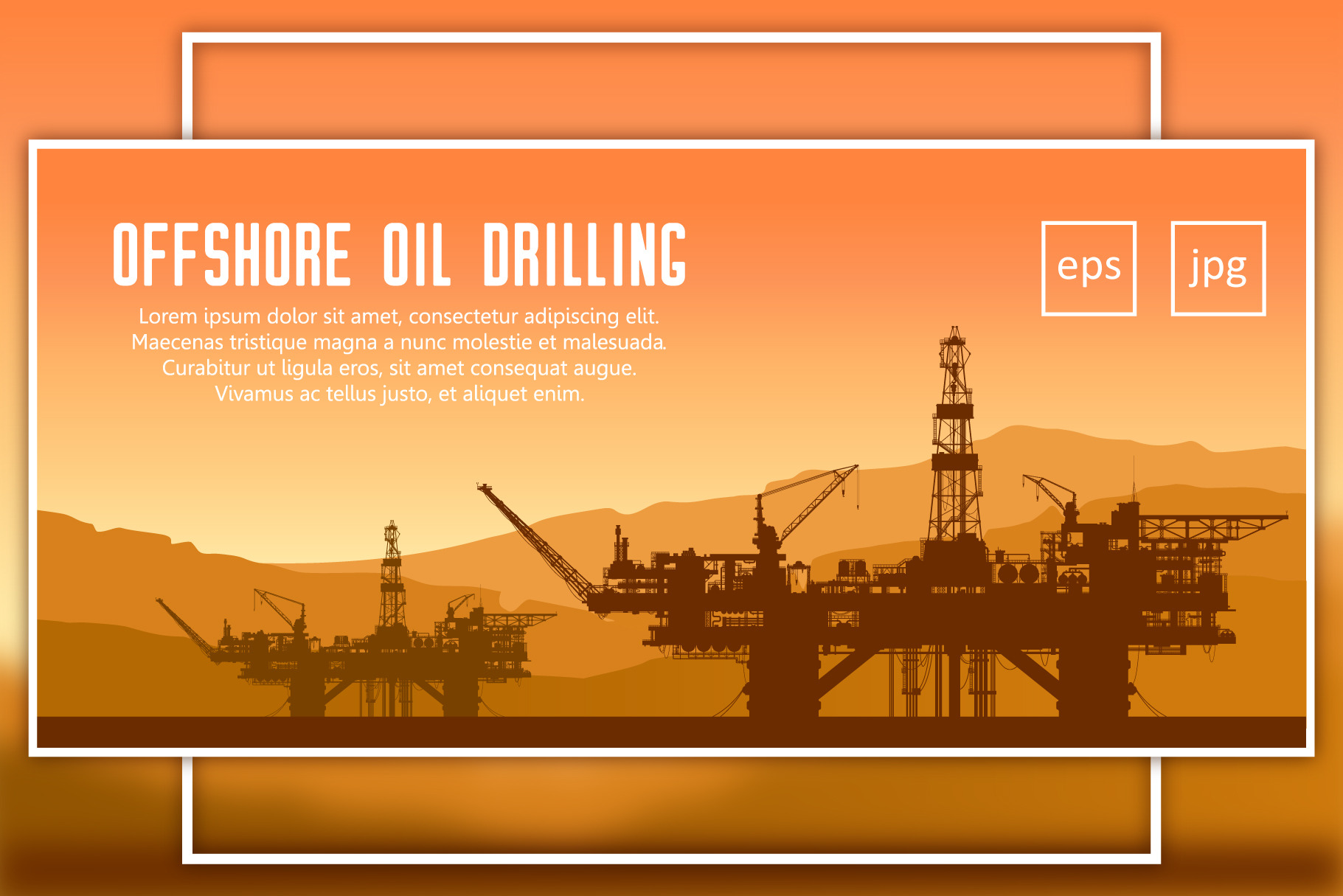 Offshore oil rigs in the sea. Vector, a Technology Illustration by MSA ...