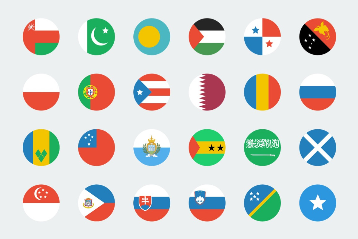 Flat circular world flag icons, an Icon by Xinh Studio
