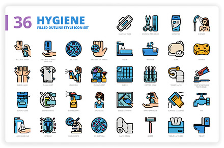 36 Cleaning Icons x 3 Styles, an Icon by monkik