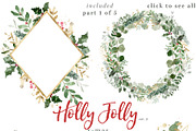 Watercolor Christmas Clipart Holly, an Illustration by Essem Creatives