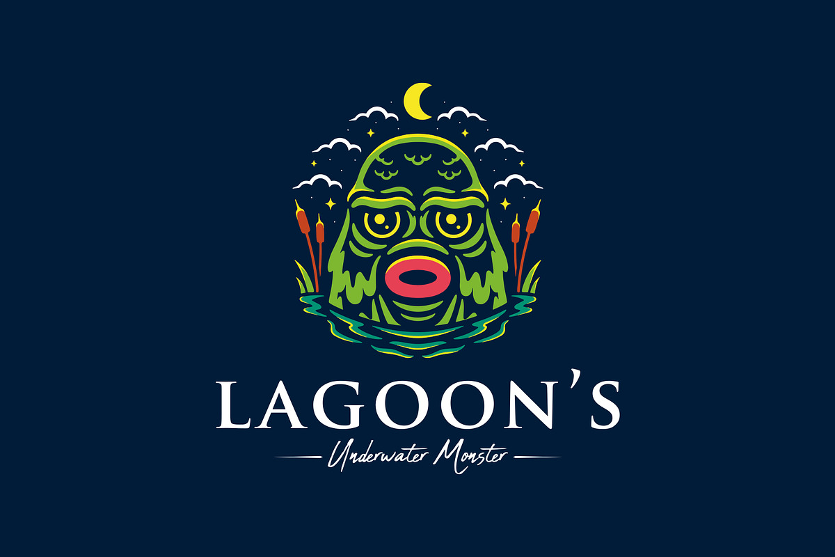Lagoon's Night Monster Logo Template, a Branding & Logo Template by vectorwithin