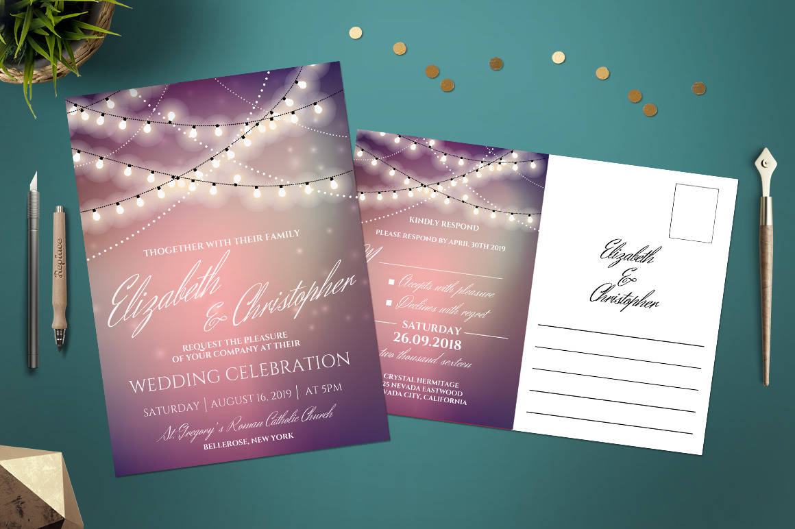 Celebration Lights Wedding Invite | Invitation Templates ~ Creative Market