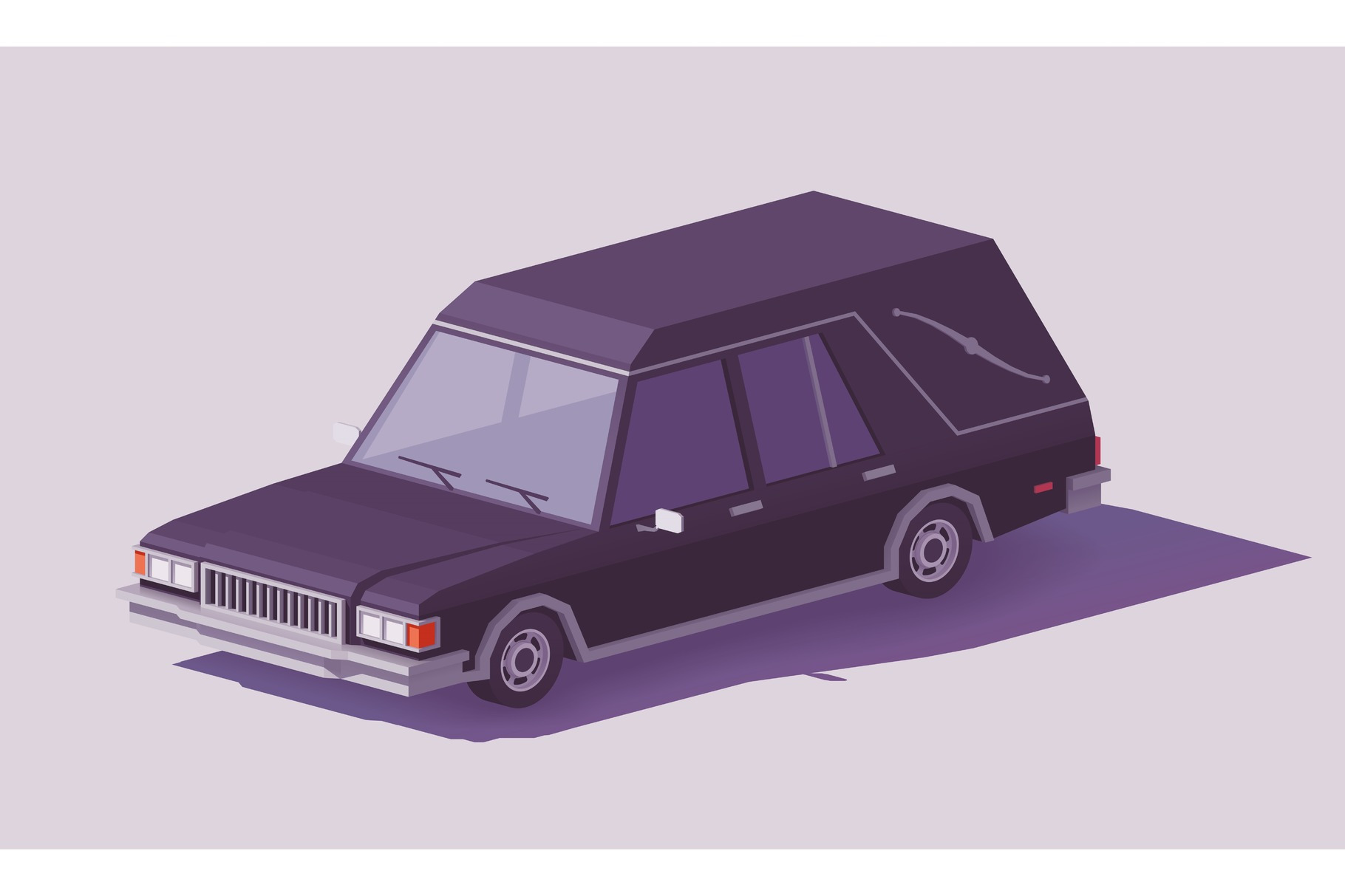 Vector low poly funeral hearse car, a Transportation Illustration by tele52