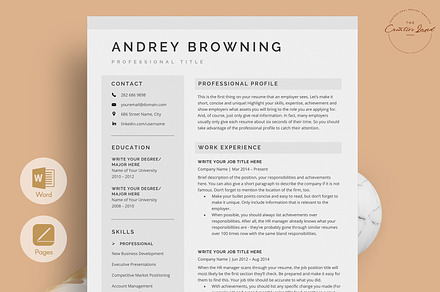 Resume/CV - The Taylor, a Resume Template by CreativeLandStudio
