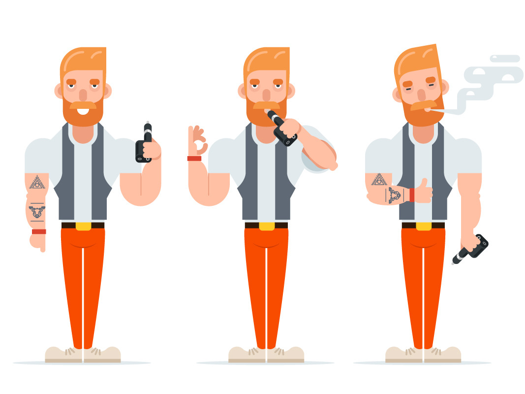 Vape Smoking Geek Hipster, a Healthcare Illustration by Meiluns shop