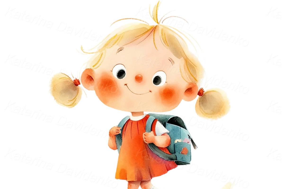 Cartoon school kids PNG clipart set, a Person Illustration by Bubert Art