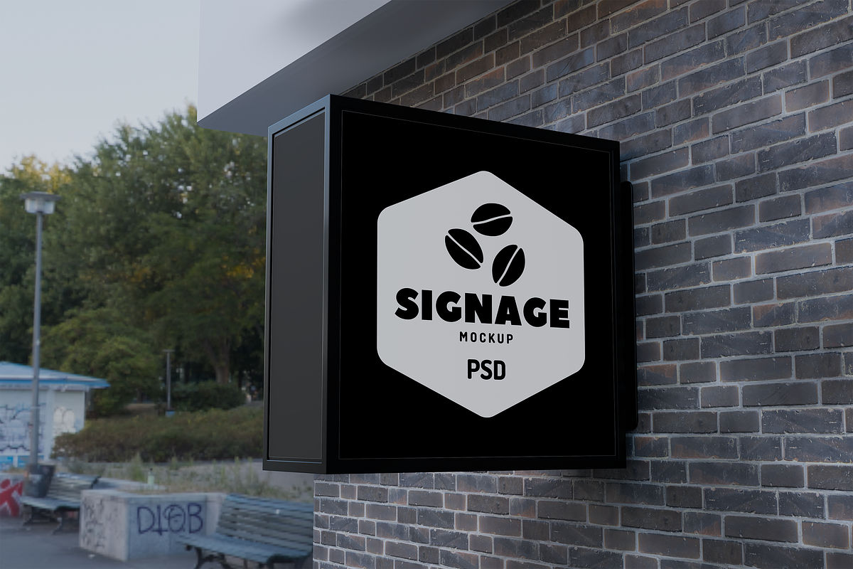 Square Signboard Mockup, a Product Mockup by xavier_studio