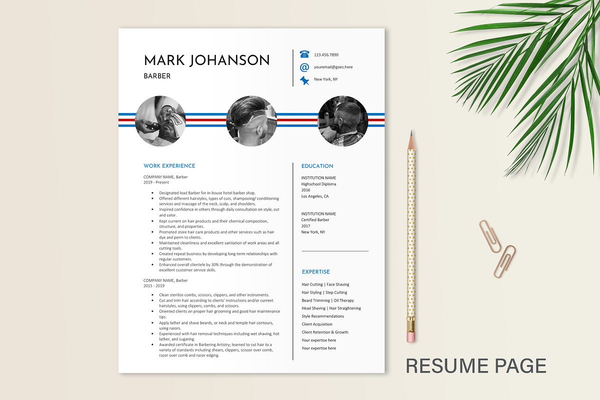 Barber Resume Template Design, a Resume Template by Stanin Studio