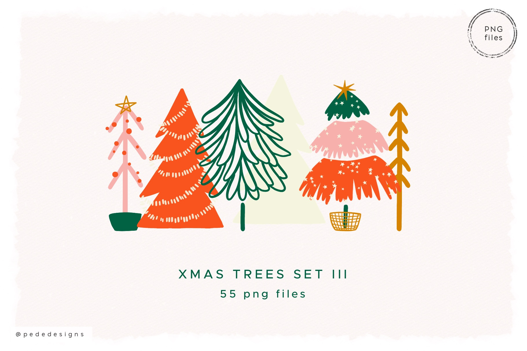Christmas Trees Clip Art III, an Illustration by PeDe Designs
