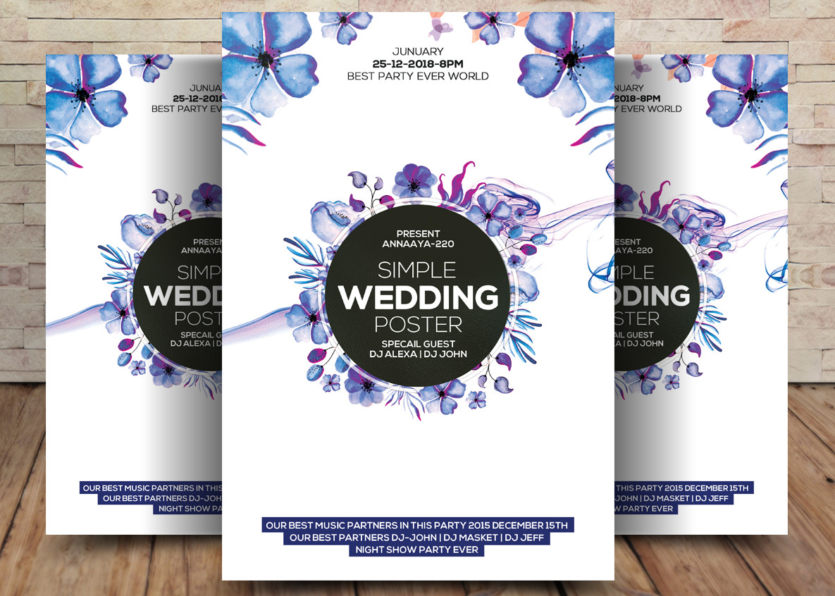 Simple Wedding Invitation Card Psd, a Card Template by graphicforest