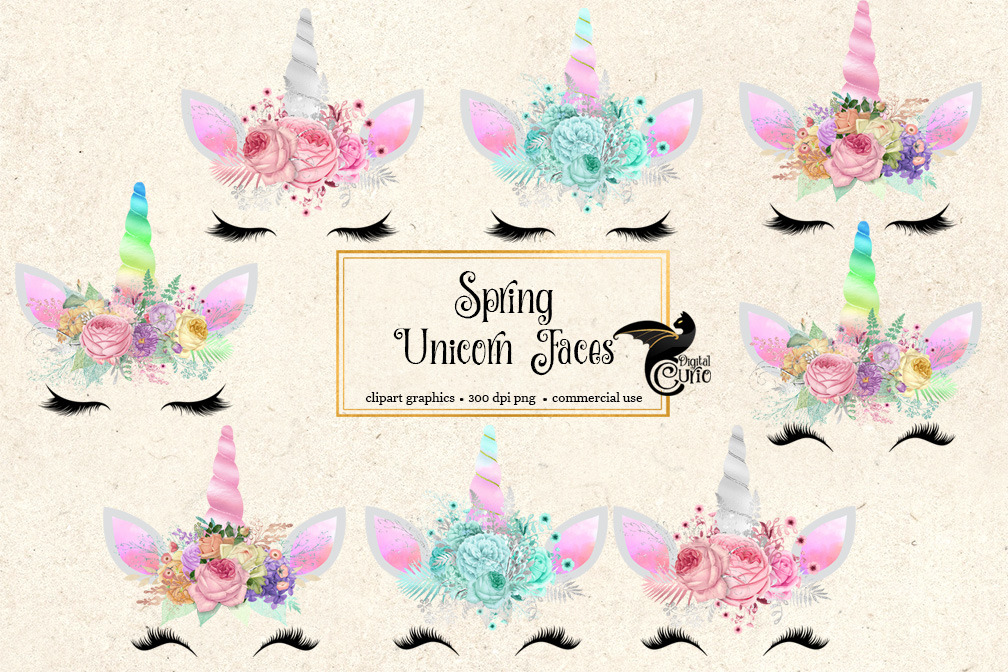 Spring Unicorn Faces, an Illustration by Digital Curio