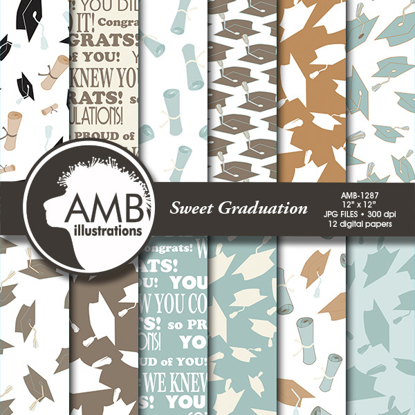 Graduation Digital Papers, 1287, an Illustration by AMBillustrations