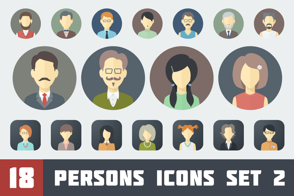 Flat Persons Icons Set 2, an Icon by Alex Serada