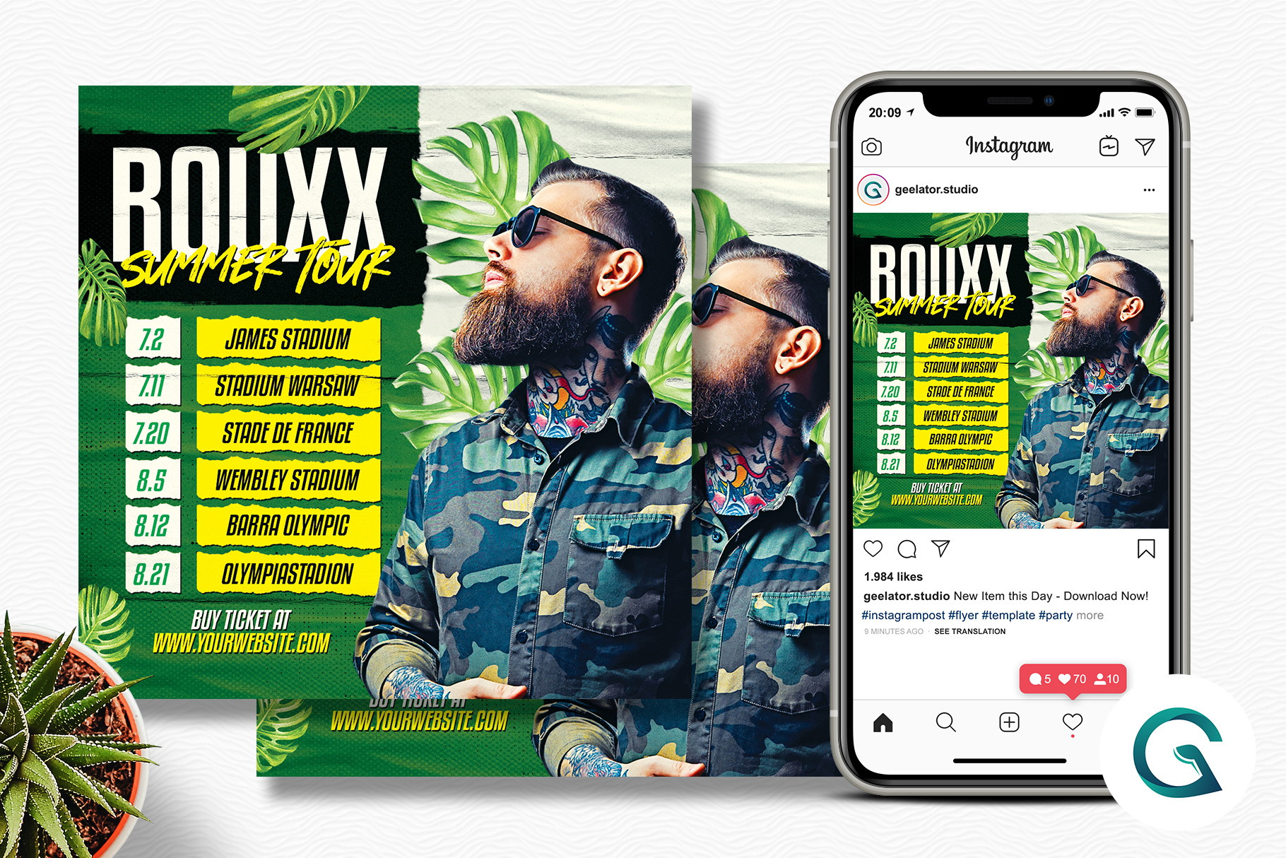 Summer Tour Concert Flyer Template, a Flyer Template by Geelator Studio