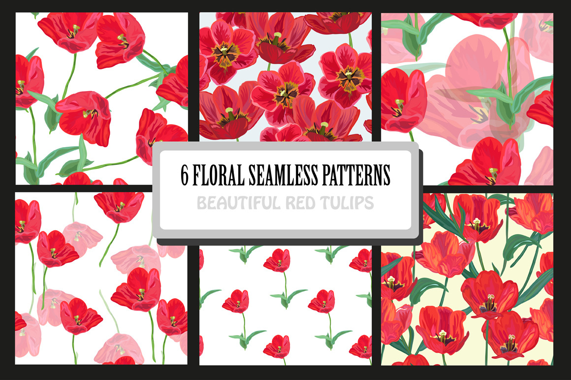 Red Tulips Seamless Patterns, a Pattern Graphic by Sunset&Sea Design