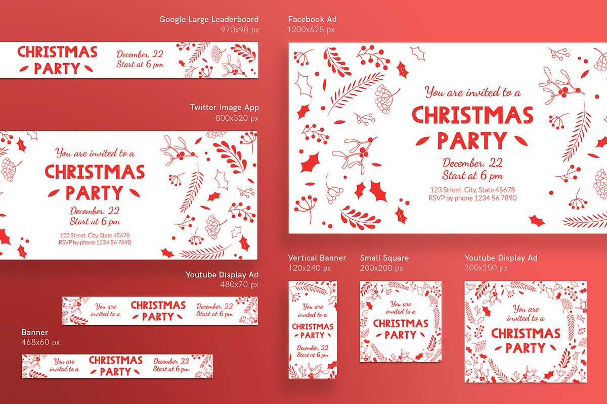 Banners Pack | Christmas Party, a Templates & Theme by Amber Graphics