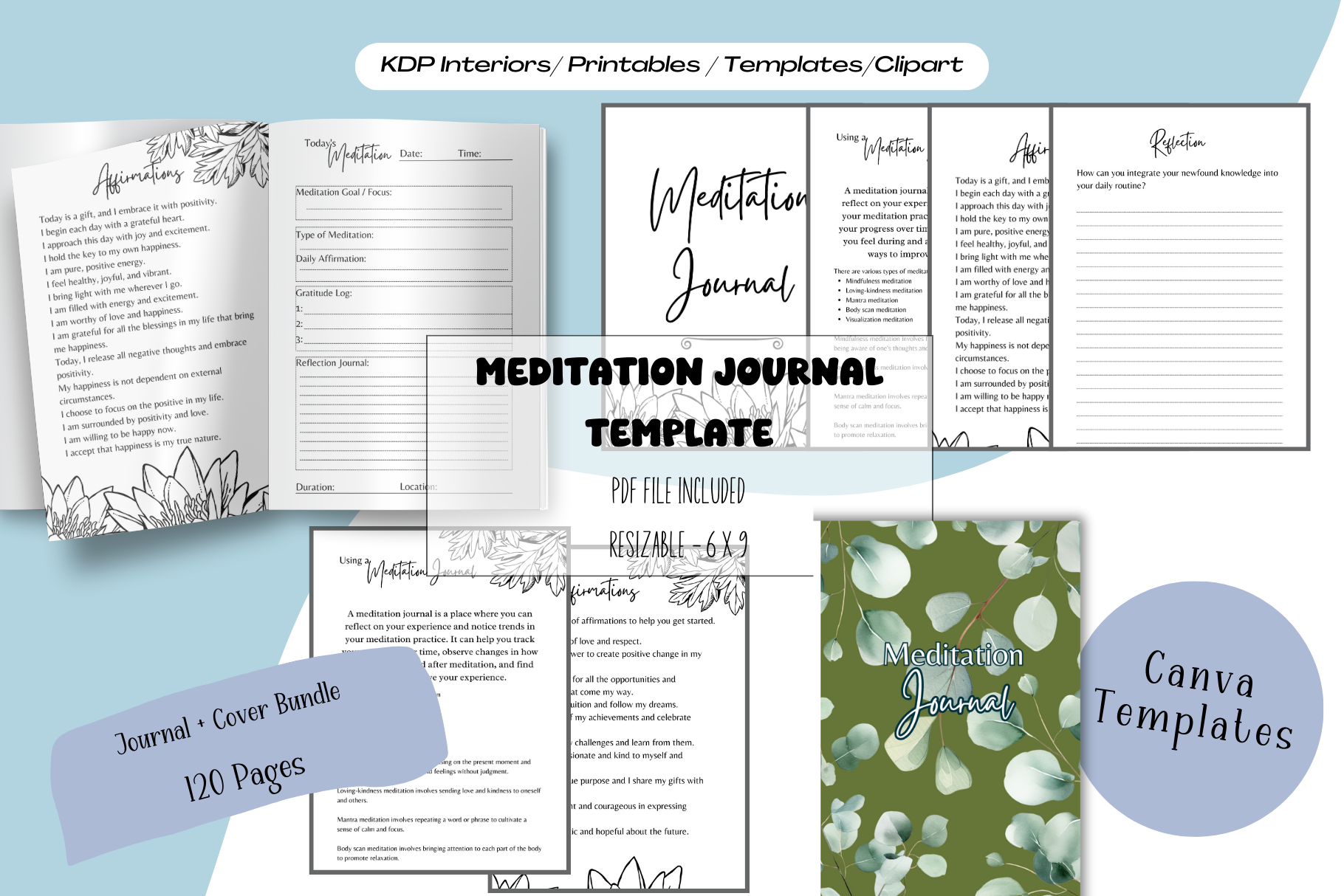 Meditation Journal Canva Template, a Print Template by Little Creative ...