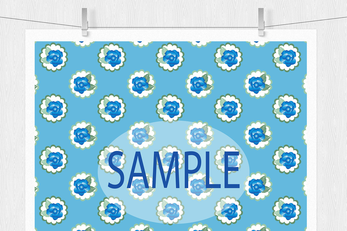 Blue Floral Digital Paper Pack, a Pattern Graphic by Leska's Digitals