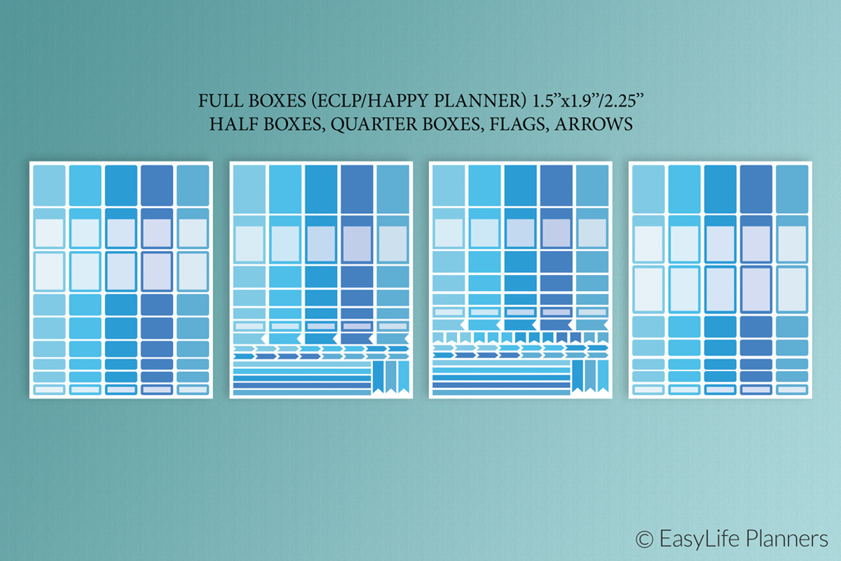 Planner Stickers Blue Printable, a Stationery Template by EasyLifePlanners